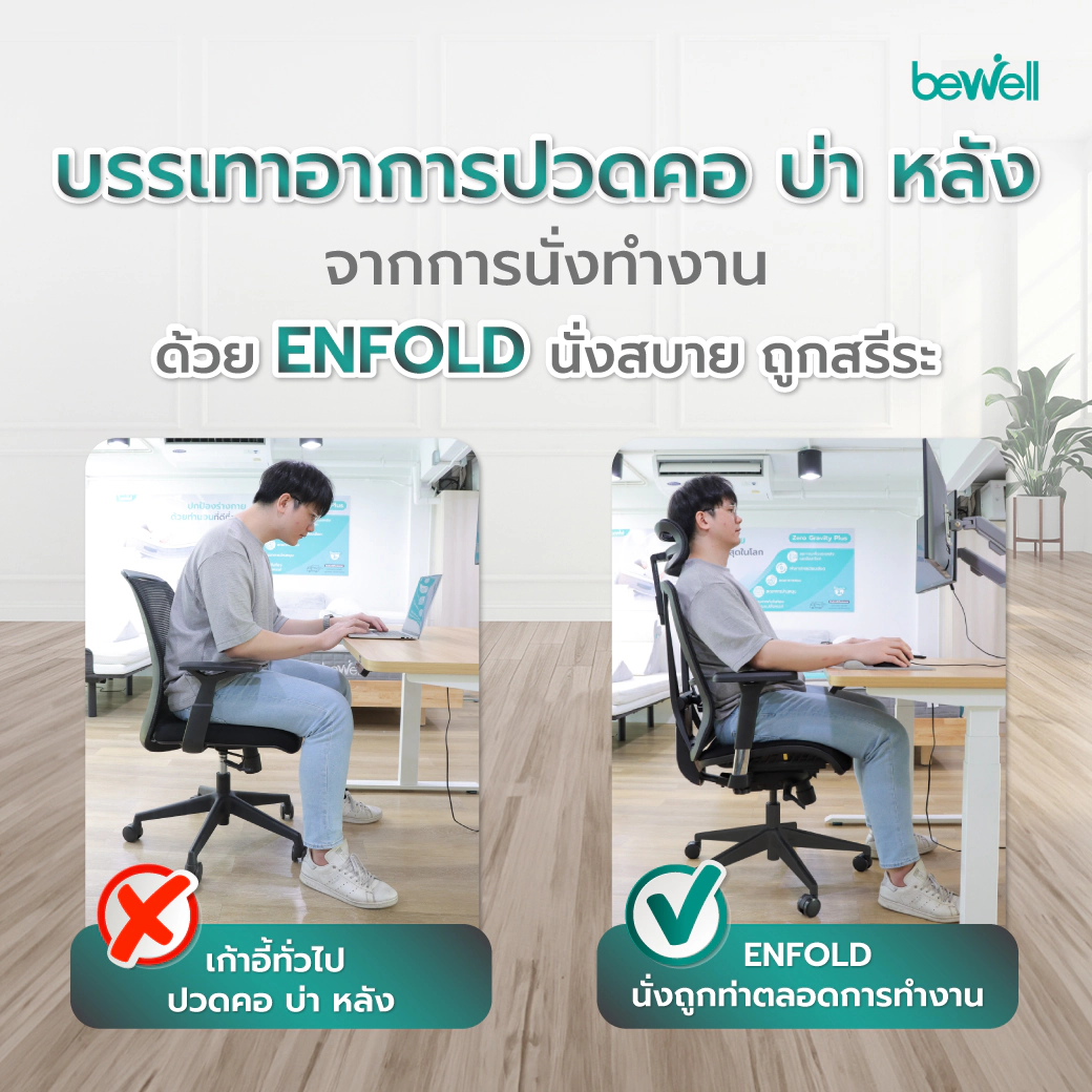เก้าอี้สุขภาพ Bewell ENFOLD ที่วางแขน 3D ปรับมุมองศาได้ทุกท่า